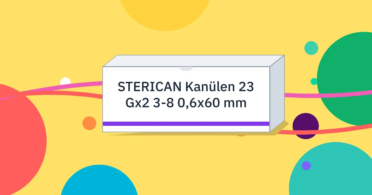Symbolbild: Packung mit der Aufschrift STERICAN Kanülen 23 Gx2 3-8 0,6x60 mm (PZN 03036429) – Verfügbarkeit und Bezug in Apotheken in Frankfurt am Main
