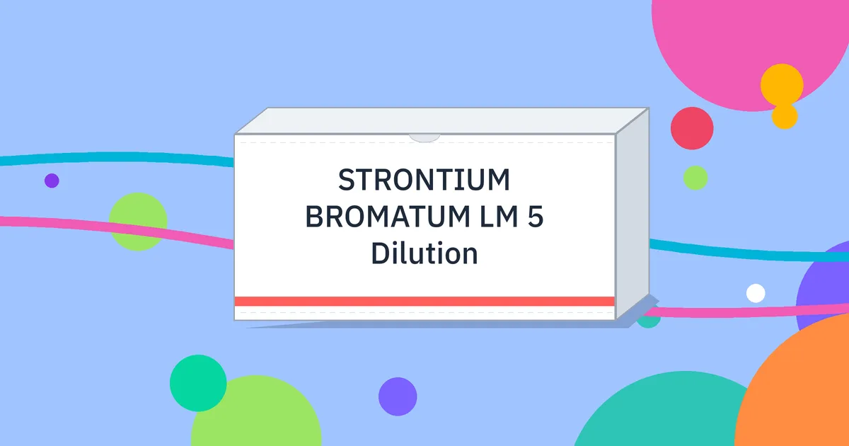 Symbolbild: Packung mit der Aufschrift STRONTIUM BROMATUM LM 5 Dilution (PZN 13202656) – Verfügbarkeit und Bezug in Apotheken in Frankfurt am Main