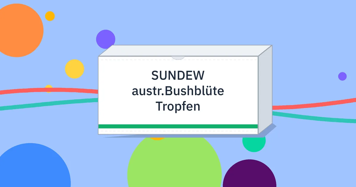 Symbolbild: Packung mit der Aufschrift SUNDEW austr.Bushblüte Tropfen (PZN 06126908) – Verfügbarkeit und Bezug in Apotheken in Frankfurt am Main