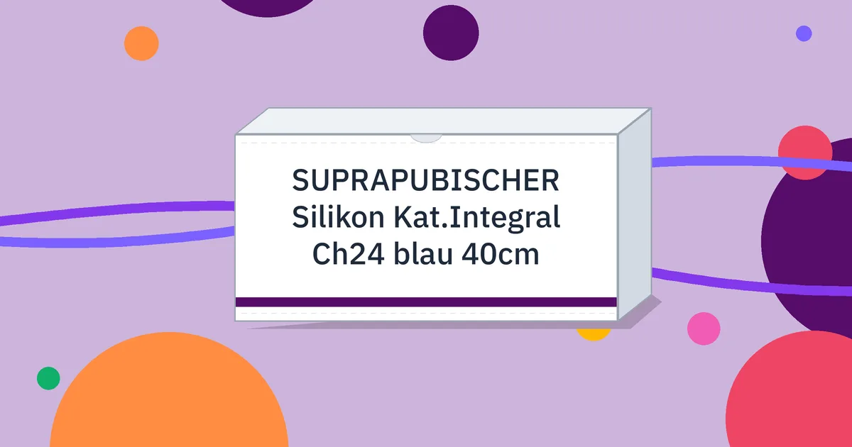 Symbolbild: Packung mit der Aufschrift SUPRAPUBISCHER Silikon Kat.Integral Ch24 blau 40cm (PZN 09767803) – Verfügbarkeit und Bezug in Apotheken in Frankfurt am Main