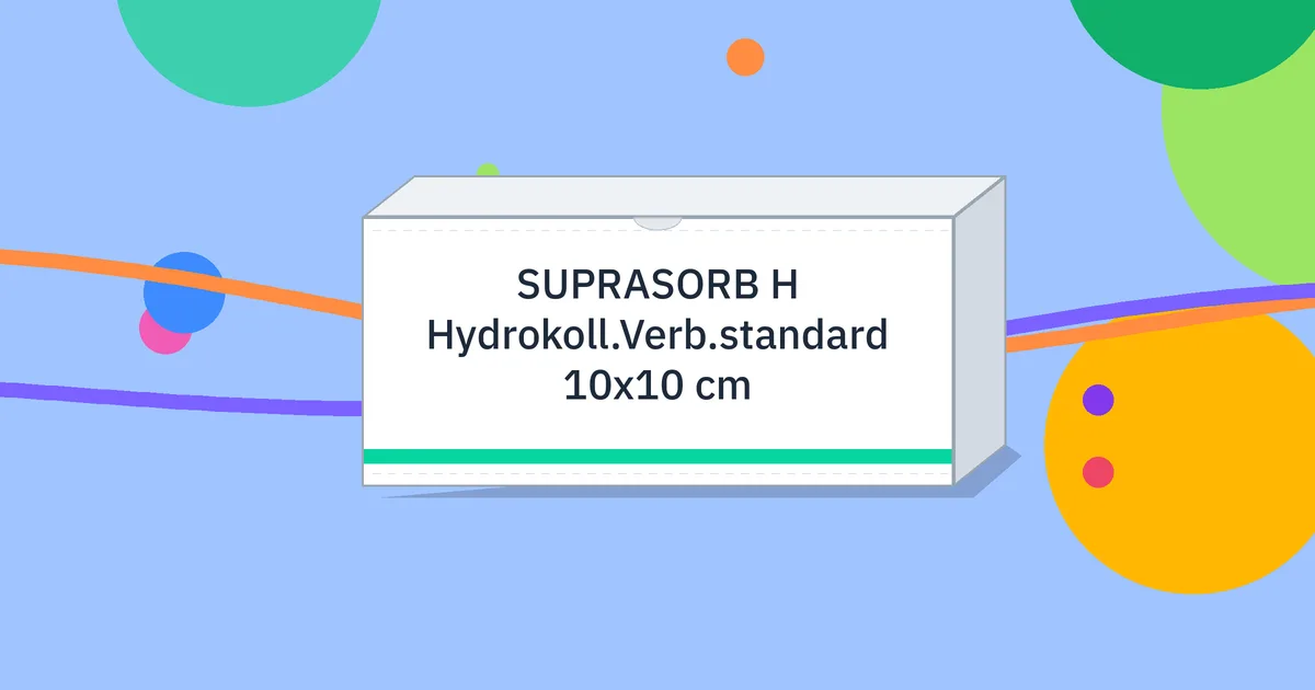 Symbolbild: Packung mit der Aufschrift SUPRASORB H Hydrokoll.Verb.standard 10x10 cm (PZN 17921023) – Verfügbarkeit und Bezug in Apotheken in Frankfurt am Main