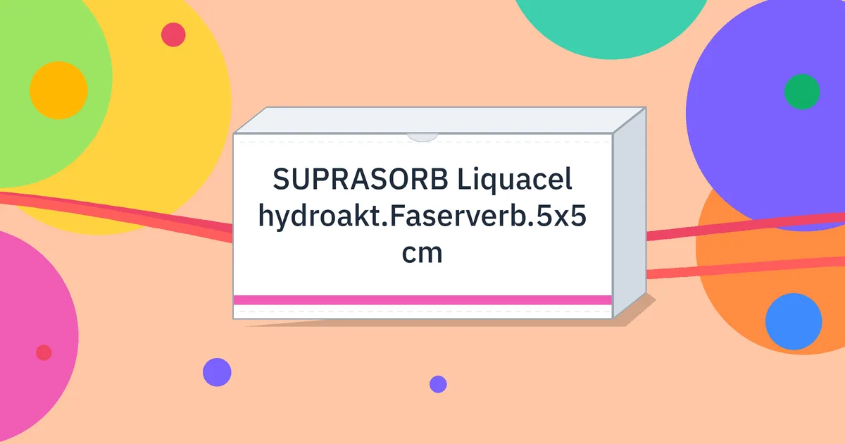 Symbolbild: Packung mit der Aufschrift SUPRASORB Liquacel hydroakt.Faserverb.5x5 cm (PZN 15615486) – Verfügbarkeit und Bezug in Apotheken in Frankfurt am Main