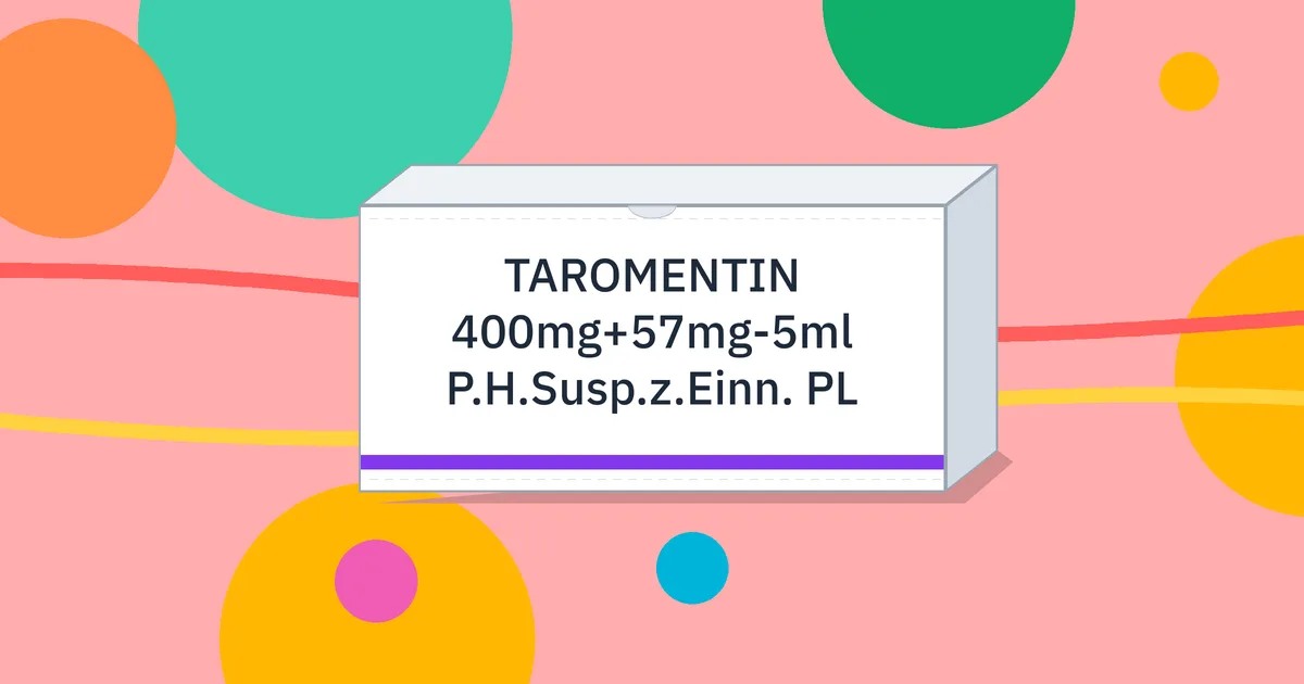 Symbolbild: Packung mit der Aufschrift TAROMENTIN 400mg+57mg-5ml P.H.Susp.z.Einn. PL (PZN 18789057) – Verfügbarkeit und Bezug in Apotheken in Frankfurt am Main