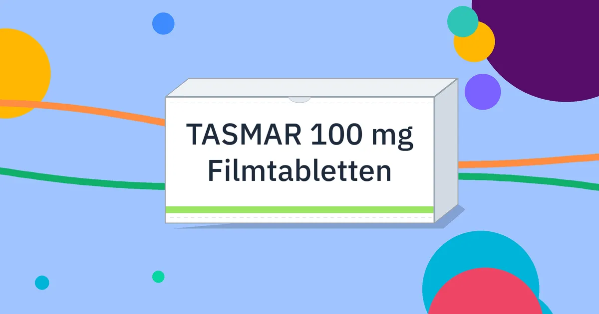 Symbolbild: Packung mit der Aufschrift TASMAR 100 mg Filmtabletten (PZN 16133944) – Verfügbarkeit und Bezug in Apotheken in Frankfurt am Main