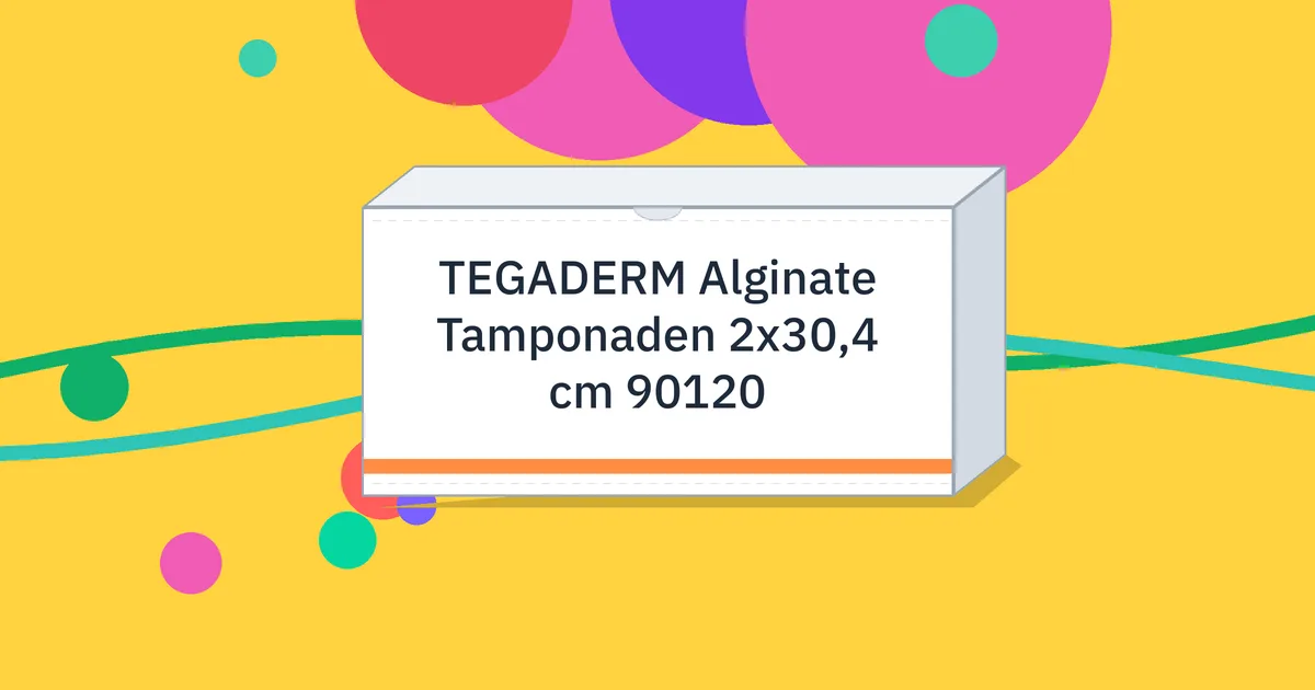 Symbolbild: Packung mit der Aufschrift TEGADERM Alginate Tamponaden 2x30,4 cm 90120 (PZN 11846378) – Verfügbarkeit und Bezug in Apotheken in Frankfurt am Main