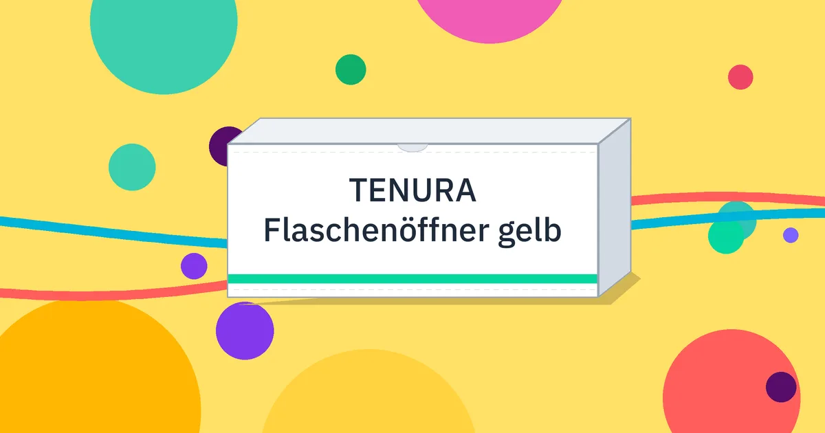 Symbolbild: Packung mit der Aufschrift TENURA Flaschenöffner gelb (PZN 09669182) – Verfügbarkeit und Bezug in Apotheken in Frankfurt am Main