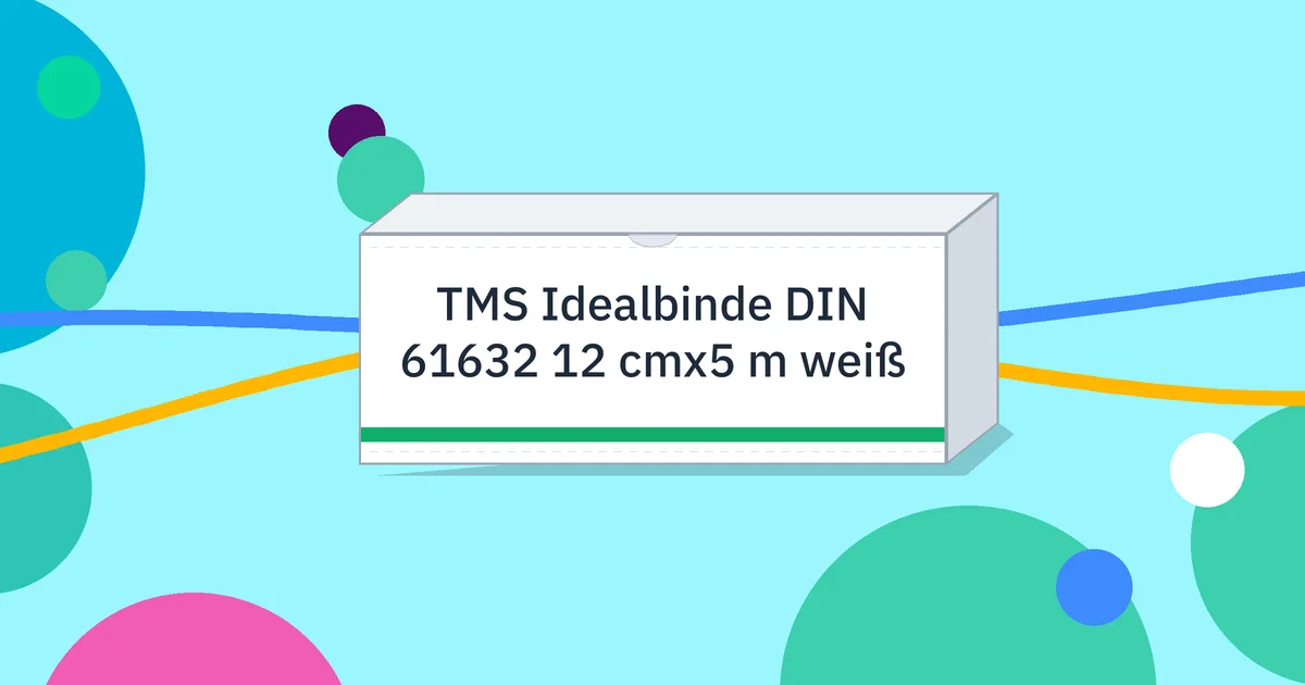 Symbolbild: Packung mit der Aufschrift TMS Idealbinde DIN 61632 12 cmx5 m weiß (PZN 18317074) – Verfügbarkeit und Bezug in Apotheken in Frankfurt am Main