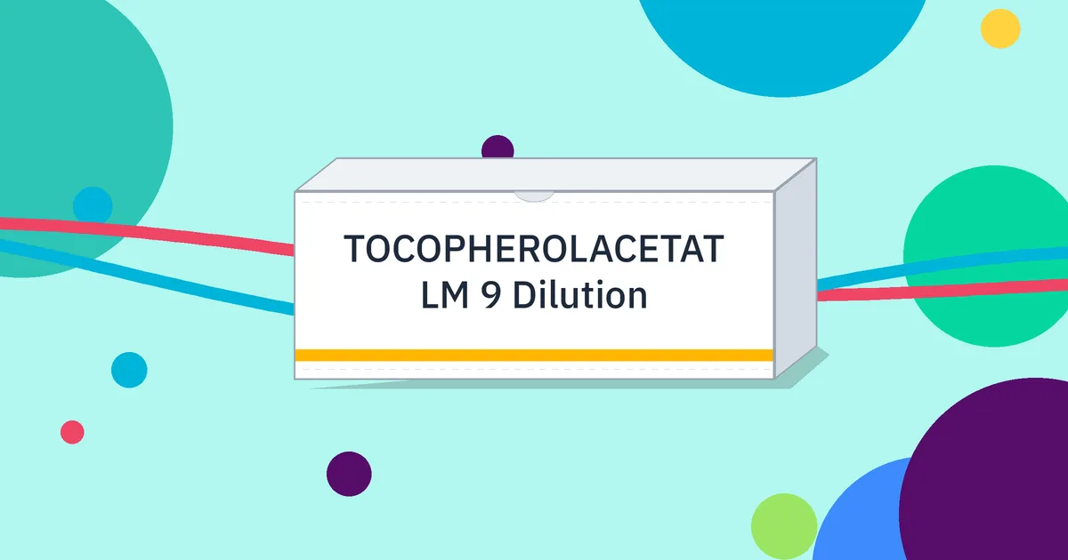 Symbolbild: Packung mit der Aufschrift TOCOPHEROLACETAT LM 9 Dilution (PZN 13224758) – Verfügbarkeit und Bezug in Apotheken in Frankfurt am Main