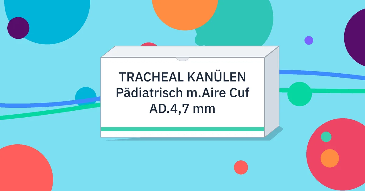 Symbolbild: Packung mit der Aufschrift TRACHEAL KANÜLEN Pädiatrisch m.Aire Cuf AD.4,7 mm (PZN 09217445) – Verfügbarkeit und Bezug in Apotheken in Frankfurt am Main