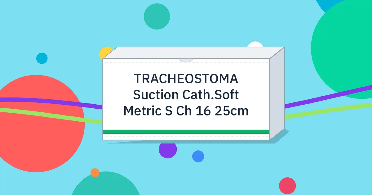 Symbolbild: Packung mit der Aufschrift TRACHEOSTOMA Suction Cath.Soft Metric S Ch 16 25cm (PZN 19629812) – Verfügbarkeit und Bezug in Apotheken in Frankfurt am Main