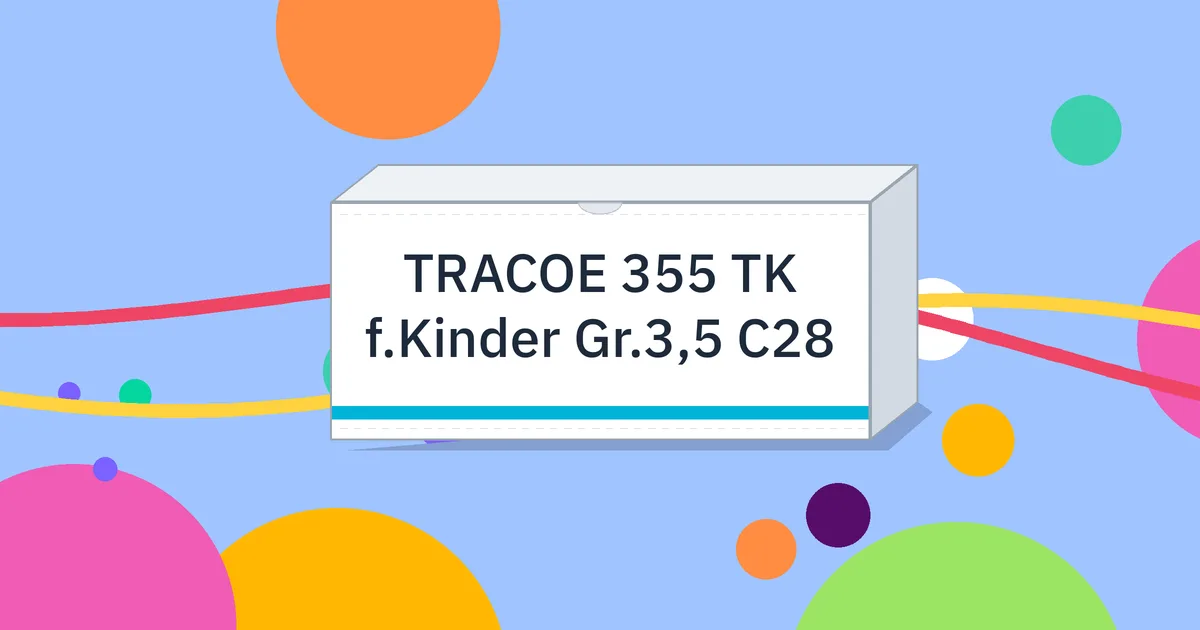 Symbolbild: Packung mit der Aufschrift TRACOE 355 TK f.Kinder Gr.3,5 C28 (PZN 11643965) – Verfügbarkeit und Bezug in Apotheken in Frankfurt am Main