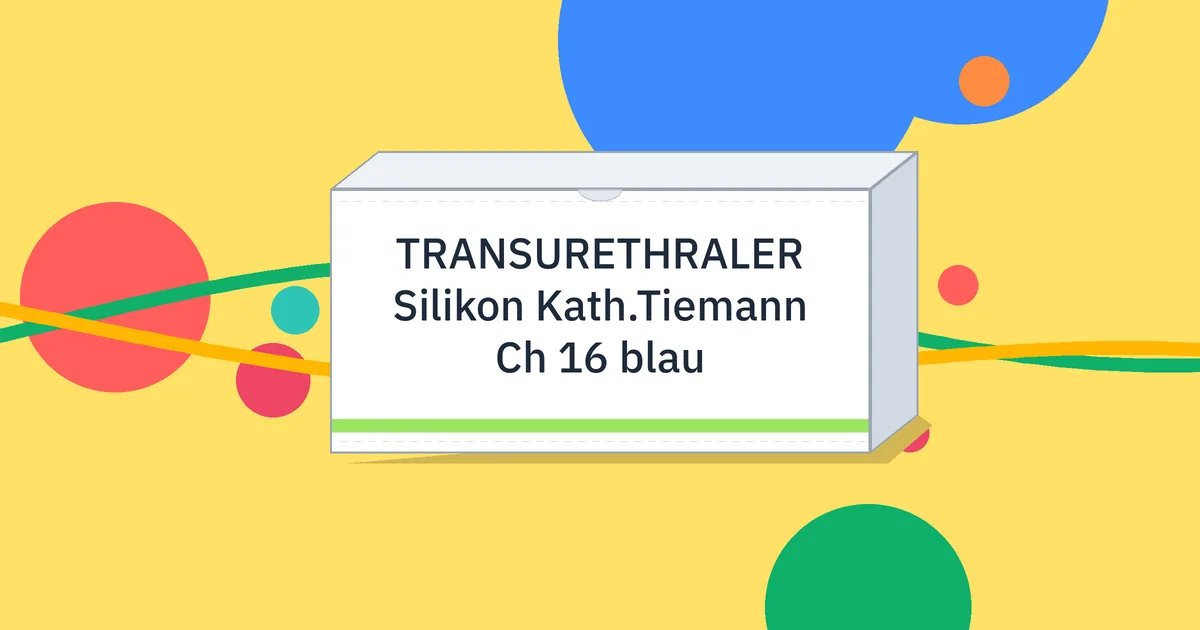 Symbolbild: Packung mit der Aufschrift TRANSURETHRALER Silikon Kath.Tiemann Ch 16 blau (PZN 13163809) – Verfügbarkeit und Bezug in Apotheken in Frankfurt am Main