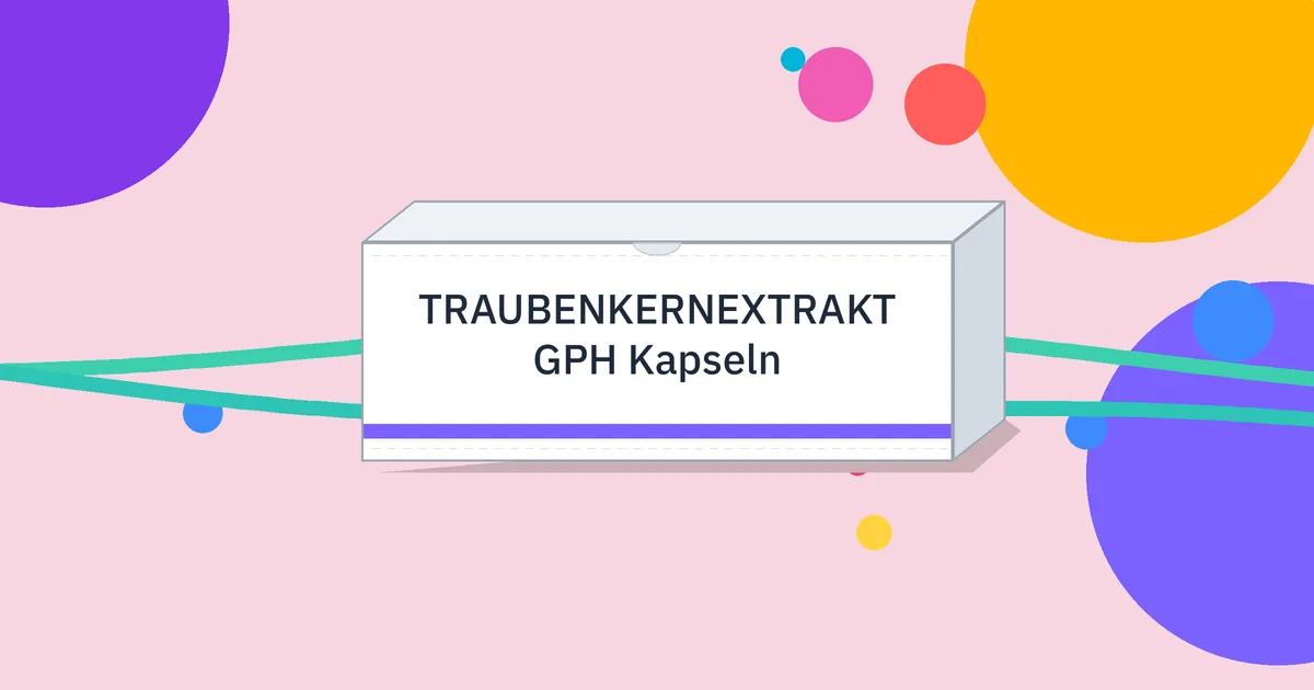 Symbolbild: Packung mit der Aufschrift TRAUBENKERNEXTRAKT GPH Kapseln (PZN 00896692) – Verfügbarkeit und Bezug in Apotheken in Frankfurt am Main