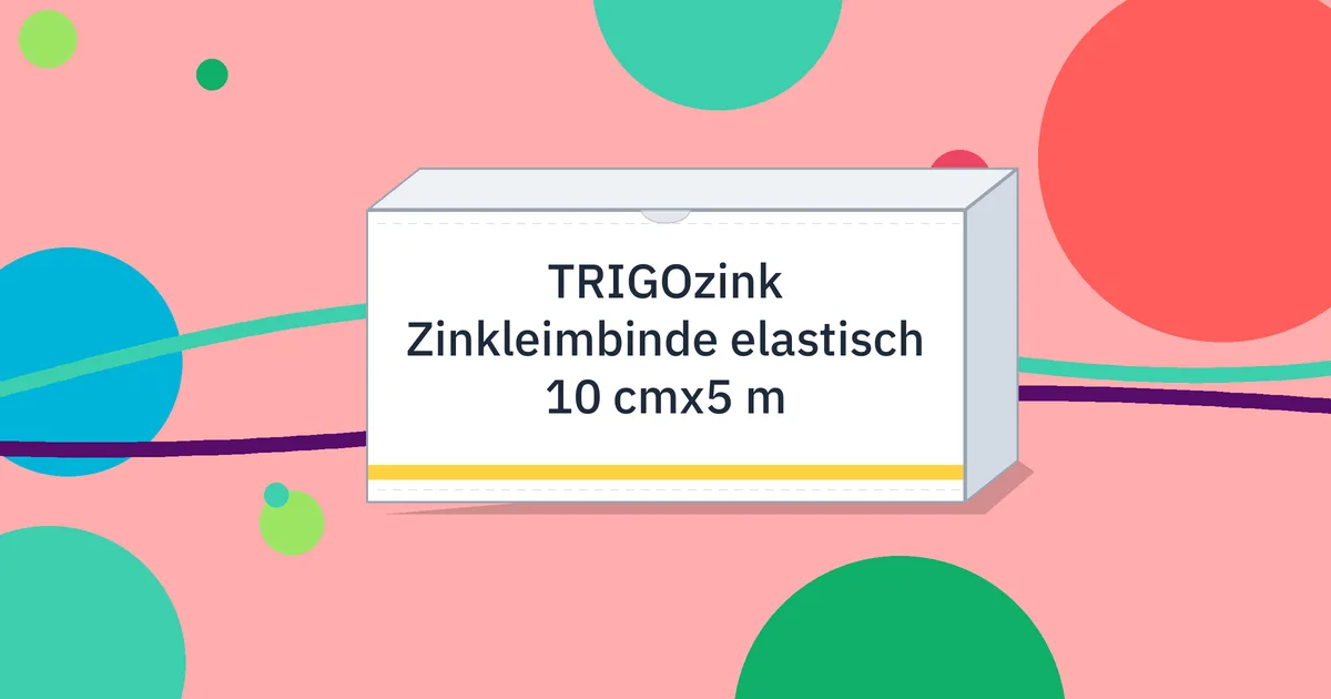Symbolbild: Packung mit der Aufschrift TRIGOzink Zinkleimbinde elastisch 10 cmx5 m (PZN 20343133) – Verfügbarkeit und Bezug in Apotheken in Frankfurt am Main