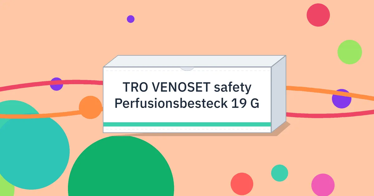 Symbolbild: Packung mit der Aufschrift TRO VENOSET safety Perfusionsbesteck 19 G (PZN 11187757) – Verfügbarkeit und Bezug in Apotheken in Frankfurt am Main