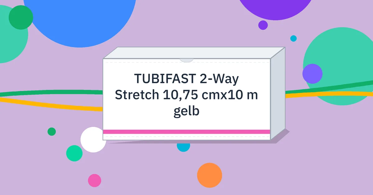Symbolbild: Packung mit der Aufschrift TUBIFAST 2-Way Stretch 10,75 cmx10 m gelb (PZN 09932745) – Verfügbarkeit und Bezug in Apotheken in Frankfurt am Main