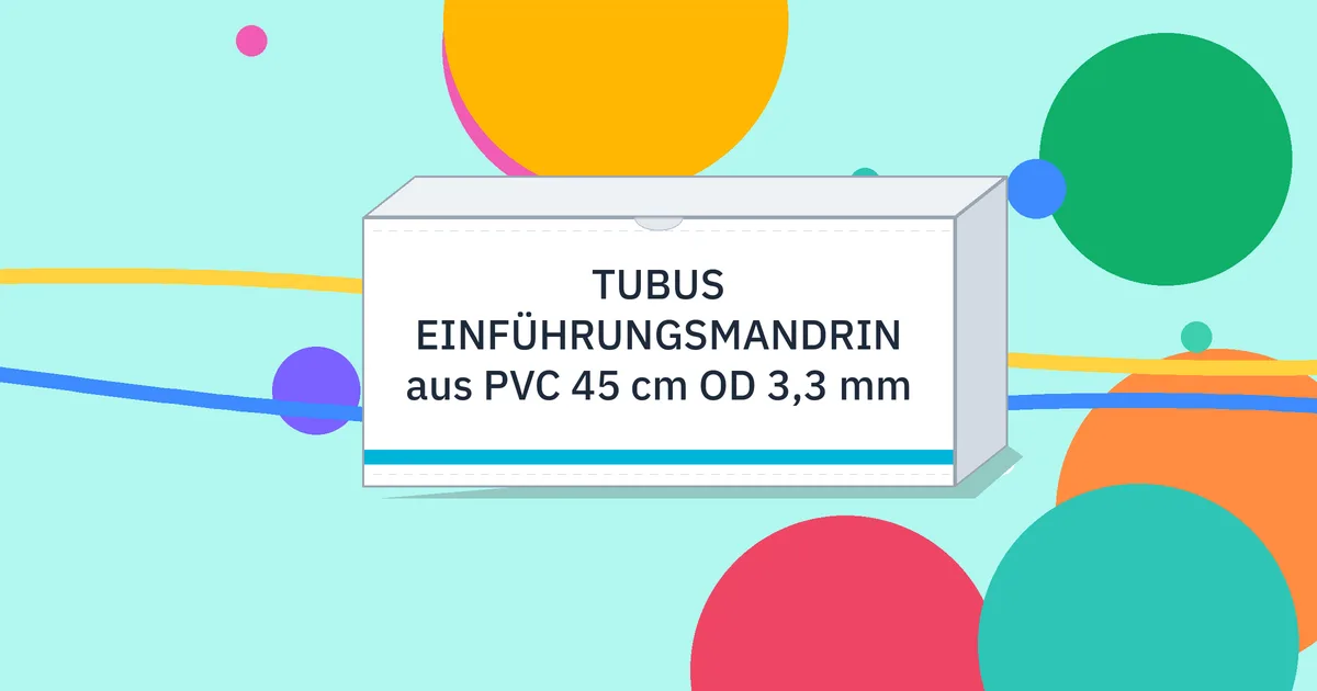 Symbolbild: Packung mit der Aufschrift TUBUS EINFÜHRUNGSMANDRIN aus PVC 45 cm OD 3,3 mm (PZN 05033056) – Verfügbarkeit und Bezug in Apotheken in Frankfurt am Main