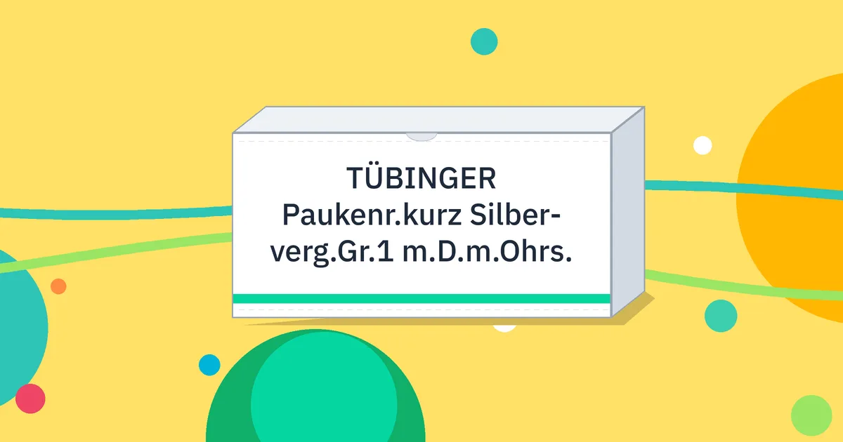 Symbolbild: Packung mit der Aufschrift TÜBINGER Paukenr.kurz Silber-verg.Gr.1 m.D.m.Ohrs. (PZN 02743656) – Verfügbarkeit und Bezug in Apotheken in Frankfurt am Main