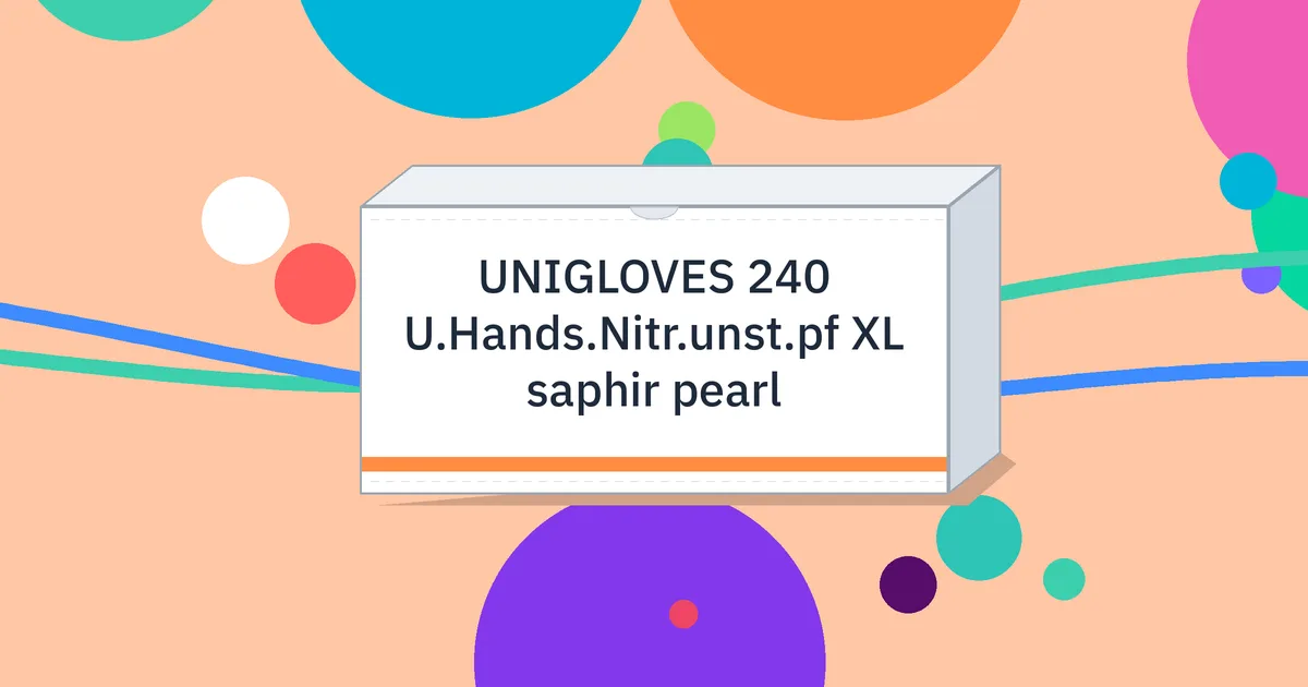 Symbolbild: Packung mit der Aufschrift UNIGLOVES 240 U.Hands.Nitr.unst.pf XL saphir pearl (PZN 18102089) – Verfügbarkeit und Bezug in Apotheken in Frankfurt am Main