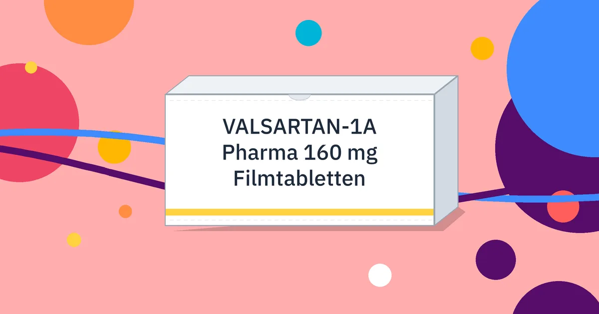 Symbolbild: Packung mit der Aufschrift VALSARTAN-1A Pharma 160 mg Filmtabletten (PZN 07582057) – Verfügbarkeit und Bezug in Apotheken in Frankfurt am Main
