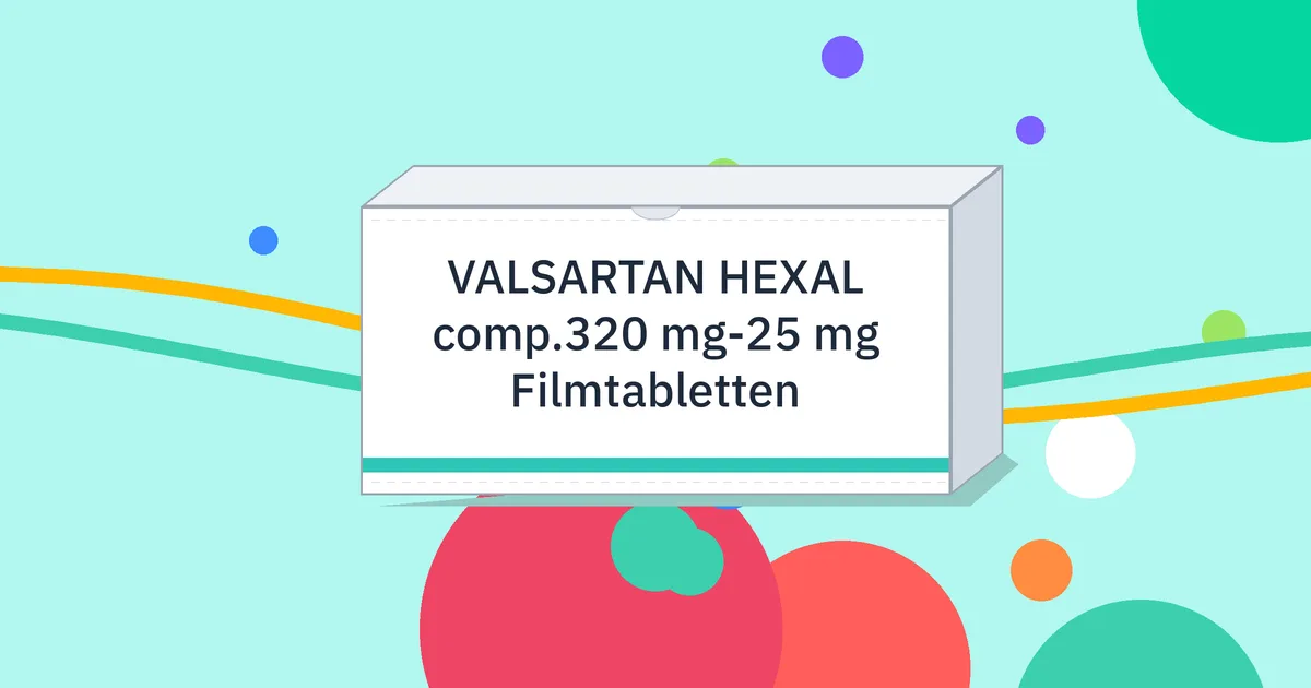 Symbolbild: Packung mit der Aufschrift VALSARTAN HEXAL comp.320 mg-25 mg Filmtabletten (PZN 07607343) – Verfügbarkeit und Bezug in Apotheken in Frankfurt am Main