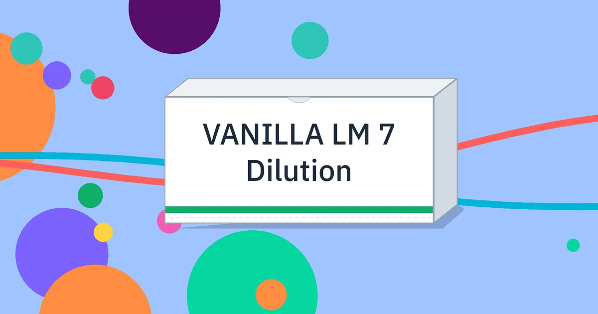 Symbolbild: Packung mit der Aufschrift VANILLA LM 7 Dilution (PZN 13263445) – Verfügbarkeit und Bezug in Apotheken in Frankfurt am Main