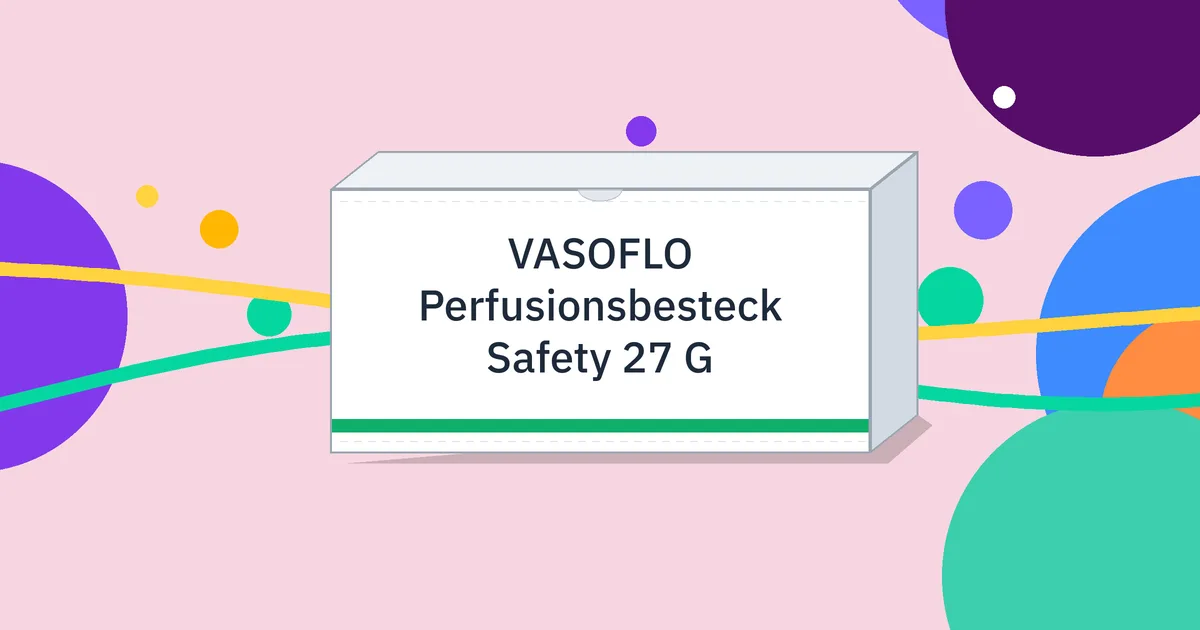 Symbolbild: Packung mit der Aufschrift VASOFLO Perfusionsbesteck Safety 27 G (PZN 09890923) – Verfügbarkeit und Bezug in Apotheken in Frankfurt am Main