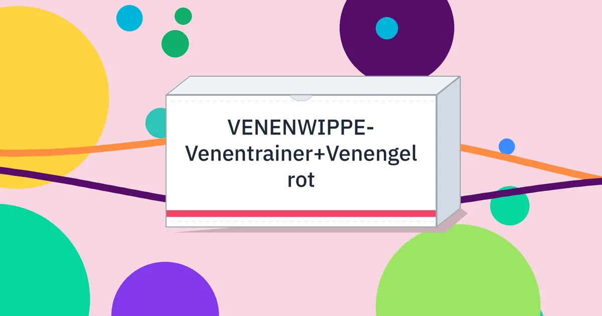 Symbolbild: Packung mit der Aufschrift VENENWIPPE-Venentrainer+Venengel rot (PZN 11868931) – Verfügbarkeit und Bezug in Apotheken in Frankfurt am Main