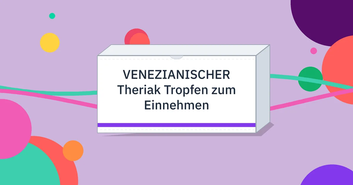 Symbolbild: Packung mit der Aufschrift VENEZIANISCHER Theriak Tropfen zum Einnehmen (PZN 11867535) – Verfügbarkeit und Bezug in Apotheken in Frankfurt am Main