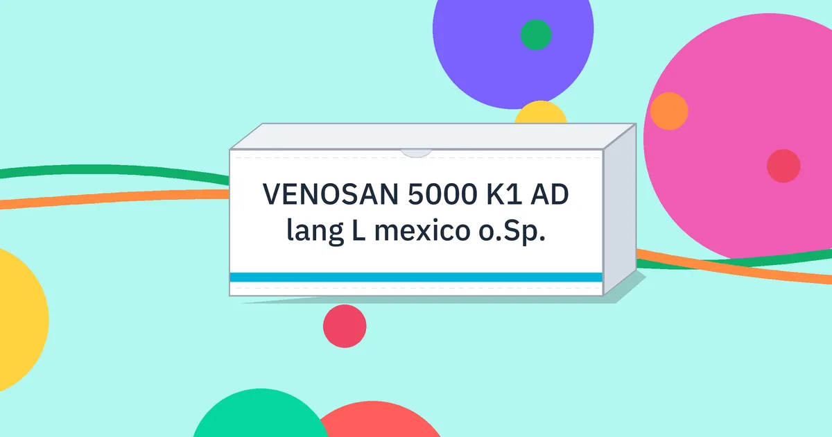 Symbolbild: Packung mit der Aufschrift VENOSAN 5000 K1 AD lang L mexico o.Sp. (PZN 14429072) – Verfügbarkeit und Bezug in Apotheken in Frankfurt am Main