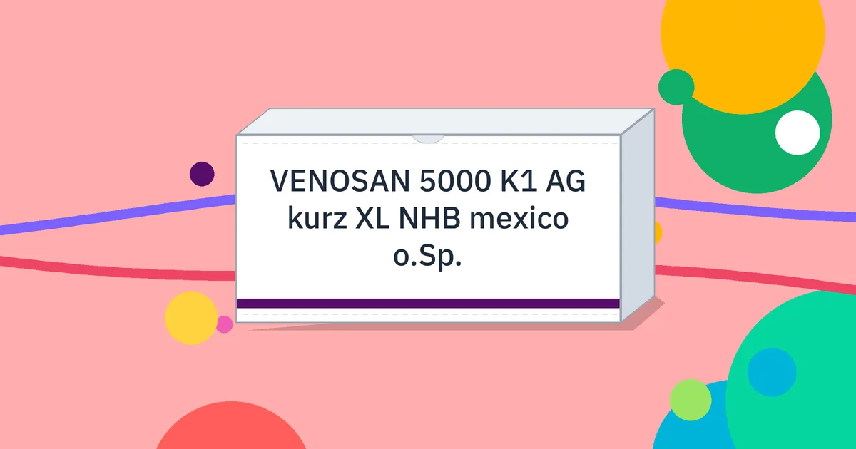 Symbolbild: Packung mit der Aufschrift VENOSAN 5000 K1 AG kurz XL NHB mexico o.Sp. (PZN 14429830) – Verfügbarkeit und Bezug in Apotheken in Frankfurt am Main
