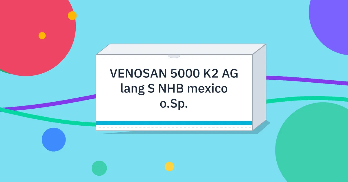 Symbolbild: Packung mit der Aufschrift VENOSAN 5000 K2 AG lang S NHB mexico o.Sp. (PZN 14430460) – Verfügbarkeit und Bezug in Apotheken in Frankfurt am Main