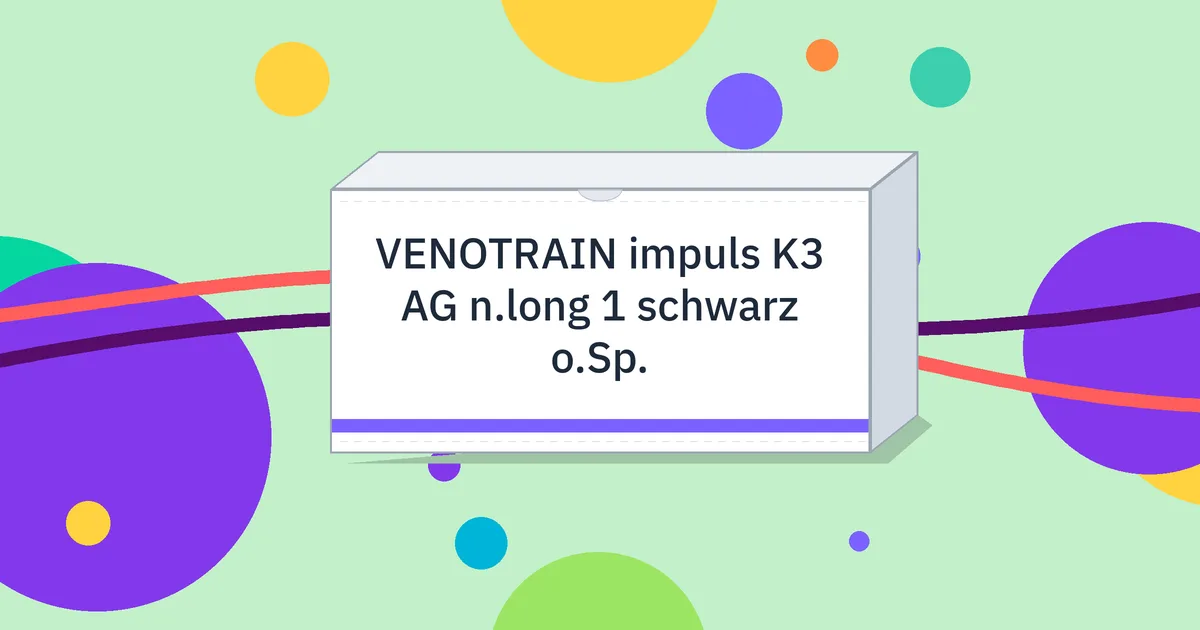 Symbolbild: Packung mit der Aufschrift VENOTRAIN impuls K3 AG n.long 1 schwarz o.Sp. (PZN 00503178) – Verfügbarkeit und Bezug in Apotheken in Frankfurt am Main