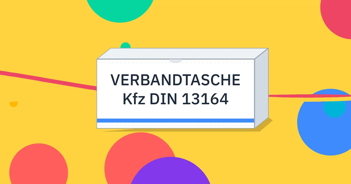 Symbolbild: Packung mit der Aufschrift VERBANDTASCHE Kfz DIN 13164 (PZN 12492267) – Verfügbarkeit und Bezug in Apotheken in Frankfurt am Main