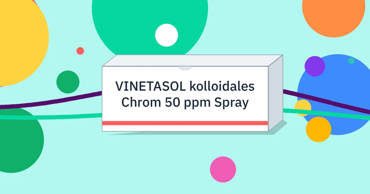 Symbolbild: Packung mit der Aufschrift VINETASOL kolloidales Chrom 50 ppm Spray (PZN 19160226) – Verfügbarkeit und Bezug in Apotheken in Frankfurt am Main