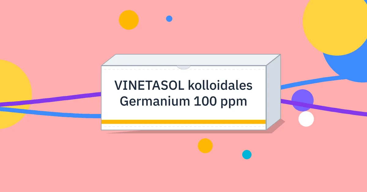 Symbolbild: Packung mit der Aufschrift VINETASOL kolloidales Germanium 100 ppm (PZN 18391751) – Verfügbarkeit und Bezug in Apotheken in Frankfurt am Main
