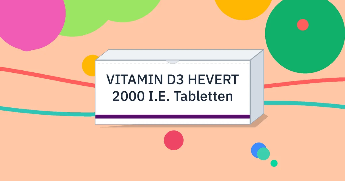 Symbolbild: Packung mit der Aufschrift VITAMIN D3 HEVERT 2000 I.E. Tabletten (PZN 11116697) – Verfügbarkeit und Bezug in Apotheken in Frankfurt am Main