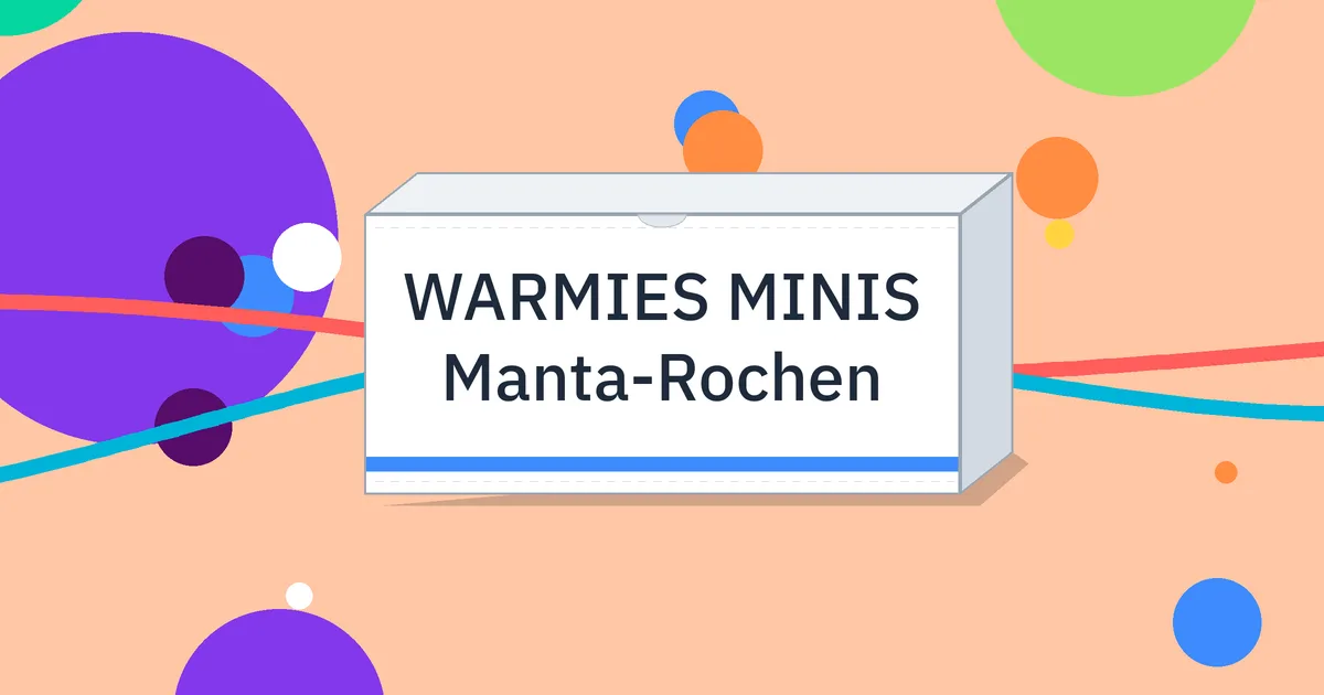 Symbolbild: Packung mit der Aufschrift WARMIES MINIS Manta-Rochen (PZN 18066100) – Verfügbarkeit und Bezug in Apotheken in Frankfurt am Main