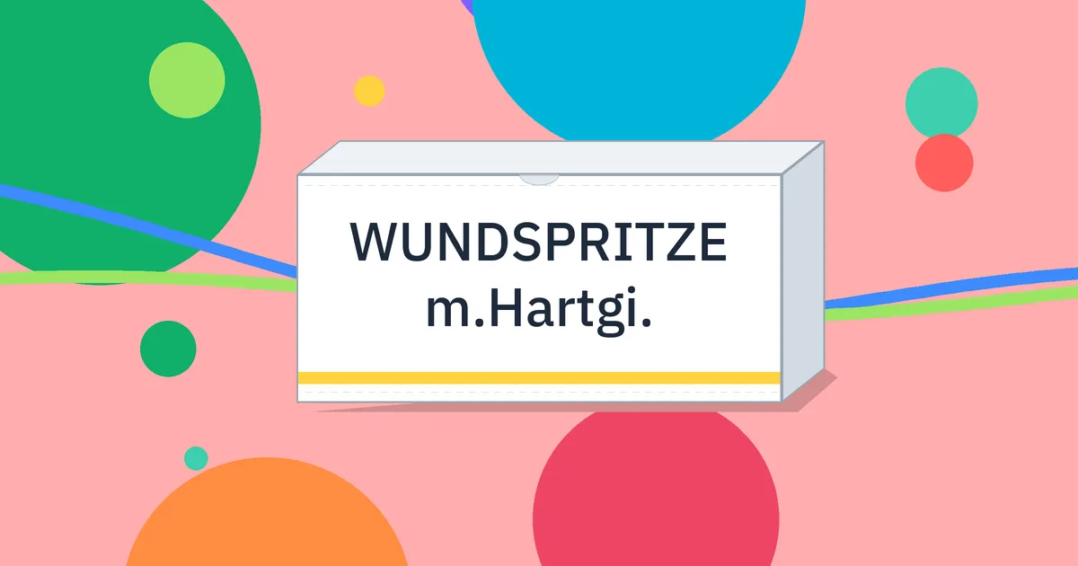 Symbolbild: Packung mit der Aufschrift WUNDSPRITZE m.Hartgi. (PZN 01741201) – Verfügbarkeit und Bezug in Apotheken in Frankfurt am Main