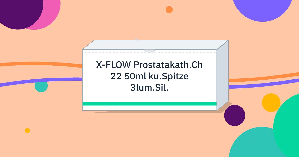 Symbolbild: Packung mit der Aufschrift X-FLOW Prostatakath.Ch 22 50ml ku.Spitze 3lum.Sil. (PZN 17508458) – Verfügbarkeit und Bezug in Apotheken in Frankfurt am Main