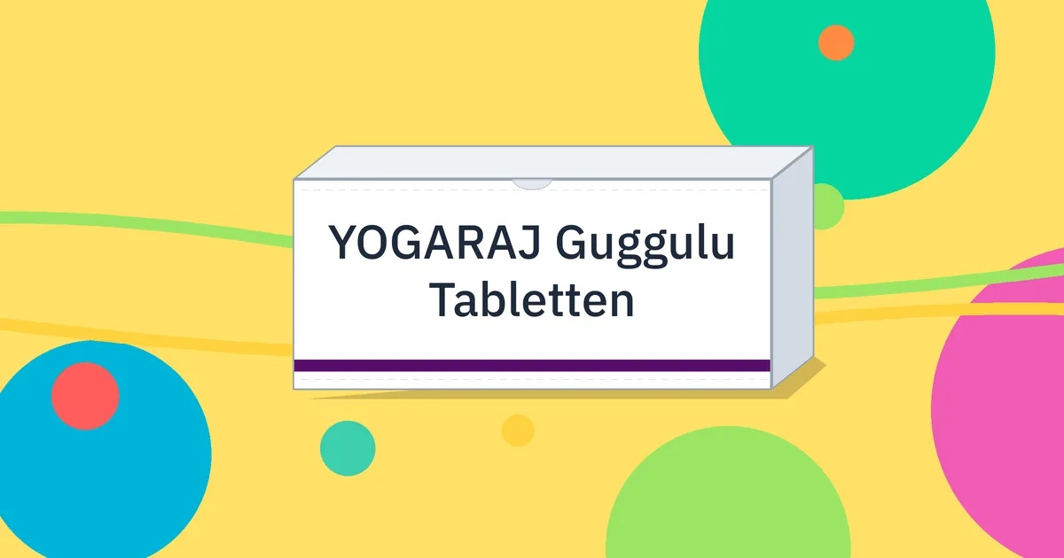 Symbolbild: Packung mit der Aufschrift YOGARAJ Guggulu Tabletten (PZN 07226411) – Verfügbarkeit und Bezug in Apotheken in Frankfurt am Main