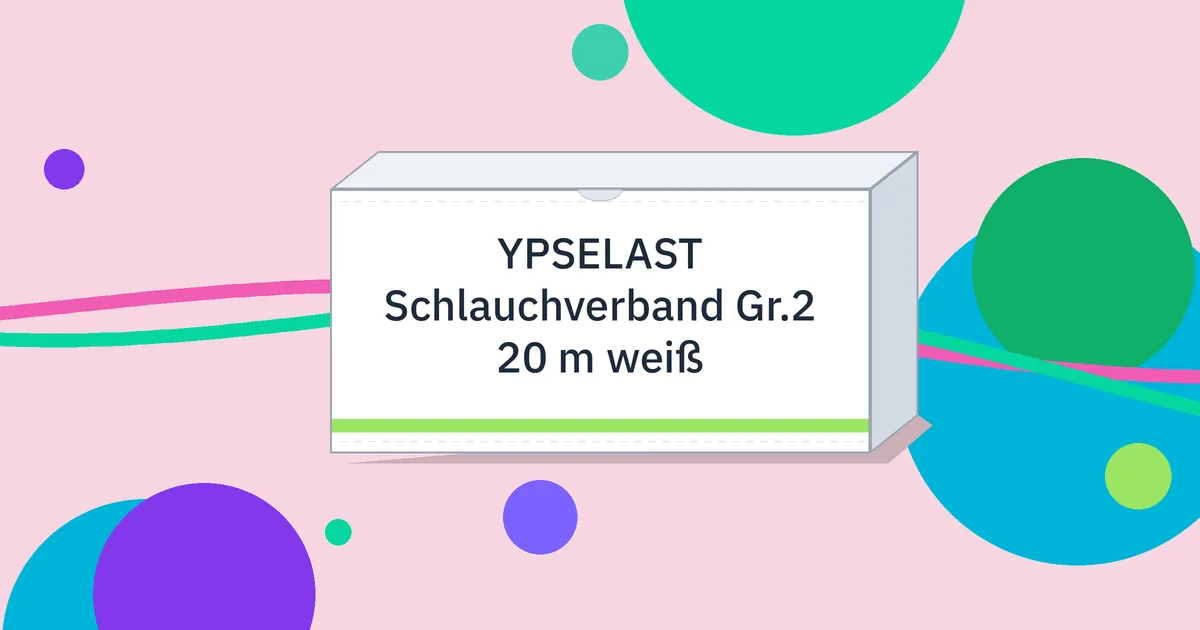 Symbolbild: Packung mit der Aufschrift YPSELAST Schlauchverband Gr.2 20 m weiß (PZN 20364655) – Verfügbarkeit und Bezug in Apotheken in Frankfurt am Main