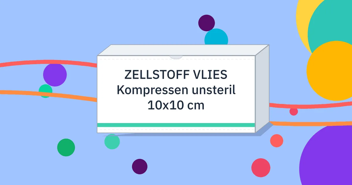 Symbolbild: Packung mit der Aufschrift ZELLSTOFF VLIES Kompressen unsteril 10x10 cm (PZN 03404672) – Verfügbarkeit und Bezug in Apotheken in Frankfurt am Main