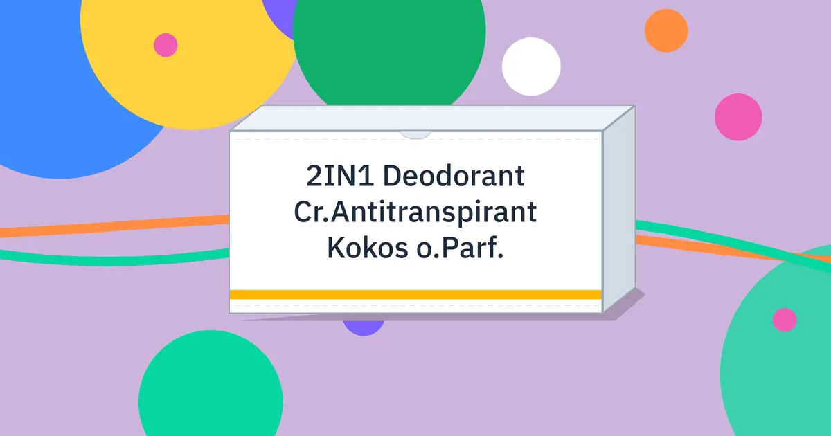 Symbolbild: Packung mit der Aufschrift 2IN1 Deodorant Cr.Antitranspirant Kokos o.Parf. (PZN 16830005) – Verfügbarkeit und Bezug in Apotheken in Frankfurt am Main
