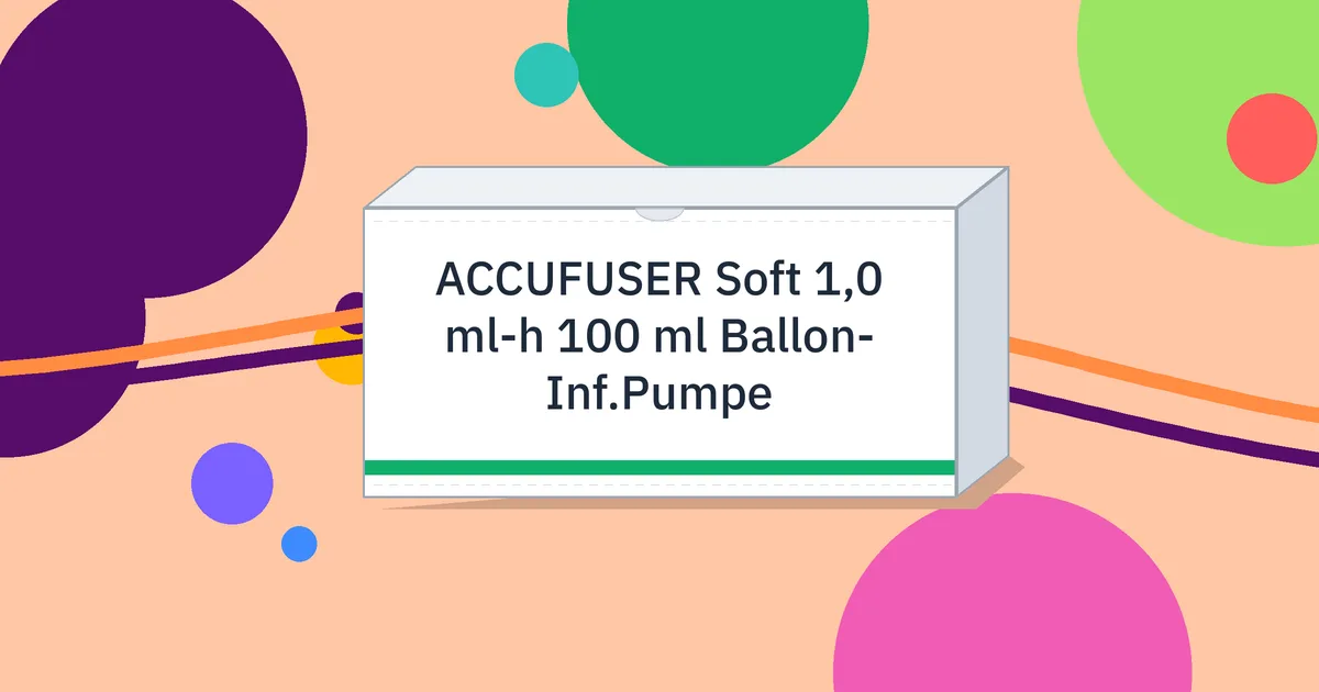 Symbolbild: Packung mit der Aufschrift ACCUFUSER Soft 1,0 ml-h 100 ml Ballon-Inf.Pumpe (PZN 19900982) – Verfügbarkeit und Bezug in Apotheken in Frankfurt am Main