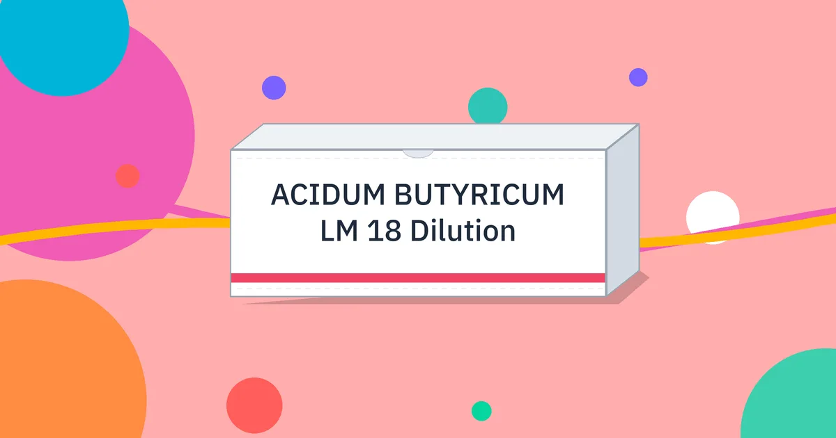 Symbolbild: Packung mit der Aufschrift ACIDUM BUTYRICUM LM 18 Dilution (PZN 13270787) – Verfügbarkeit und Bezug in Apotheken in Frankfurt am Main