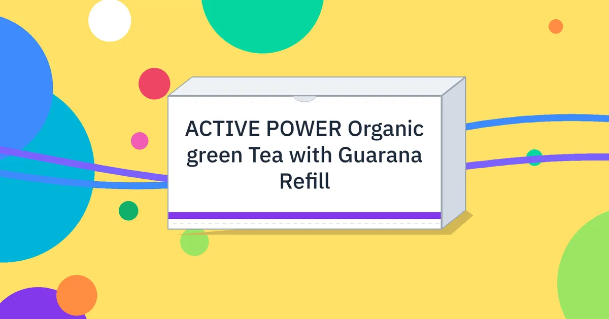 Symbolbild: Packung mit der Aufschrift ACTIVE POWER Organic green Tea with Guarana Refill (PZN 13162738) – Verfügbarkeit und Bezug in Apotheken in Frankfurt am Main