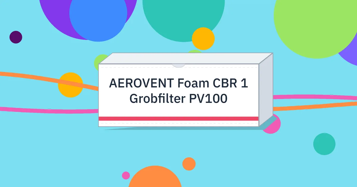 Symbolbild: Packung mit der Aufschrift AEROVENT Foam CBR 1 Grobfilter PV100 (PZN 01076560) – Verfügbarkeit und Bezug in Apotheken in Frankfurt am Main