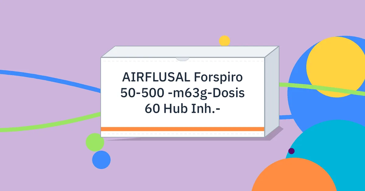 Symbolbild: Packung mit der Aufschrift AIRFLUSAL Forspiro 50-500 -m63g-Dosis 60 Hub Inh.- (PZN 16803652) – Verfügbarkeit und Bezug in Apotheken in Frankfurt am Main
