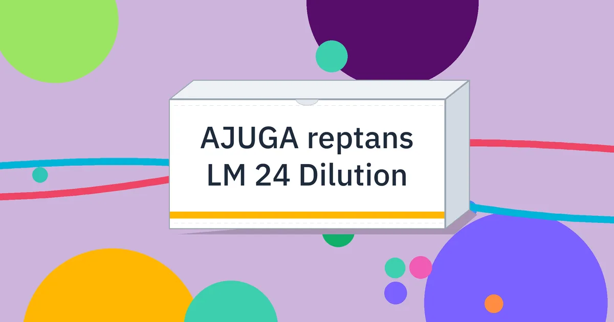 Symbolbild: Packung mit der Aufschrift AJUGA reptans LM 24 Dilution (PZN 13308461) – Verfügbarkeit und Bezug in Apotheken in Frankfurt am Main